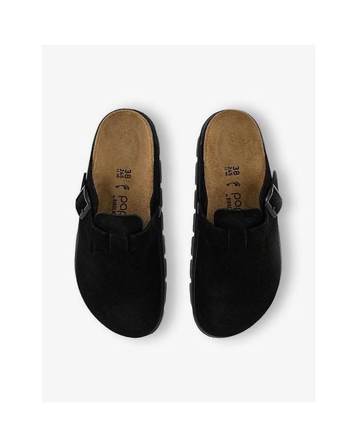 Birkenstock Boston Chunky Suede Clogs in Black | Lyst