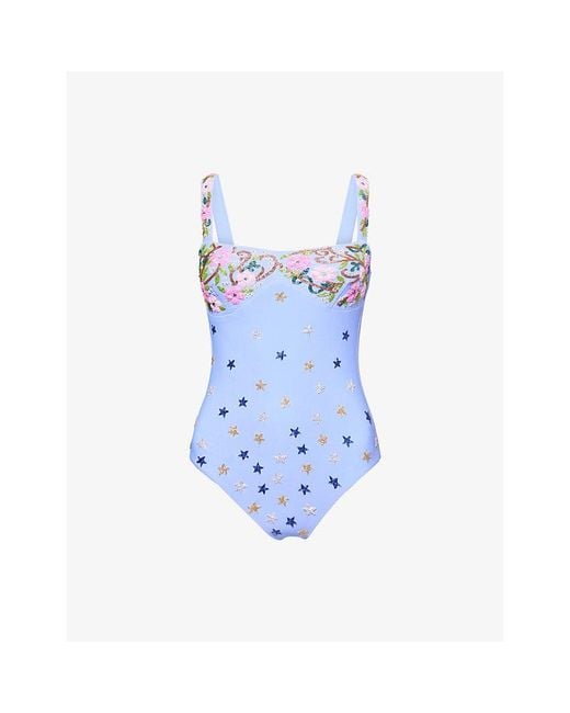 Oceanus Midnight Star Beaded Swimsuit in Blue | Lyst UK
