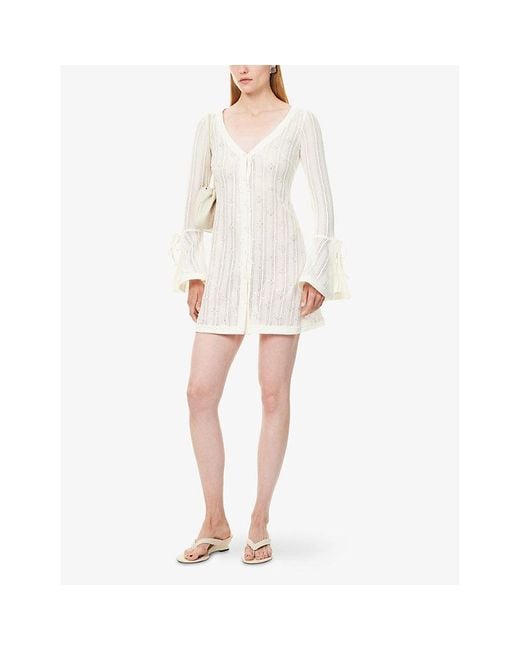 Amy Lynn Gianna Sequin Knitted Mini Dress in White | Lyst