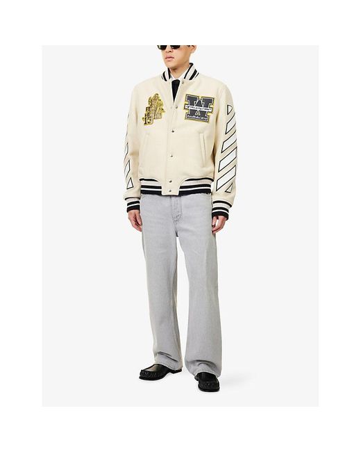 Off-White c/o Virgil Abloh Lion Varsity Patches Wool-Blend Jacket in ...