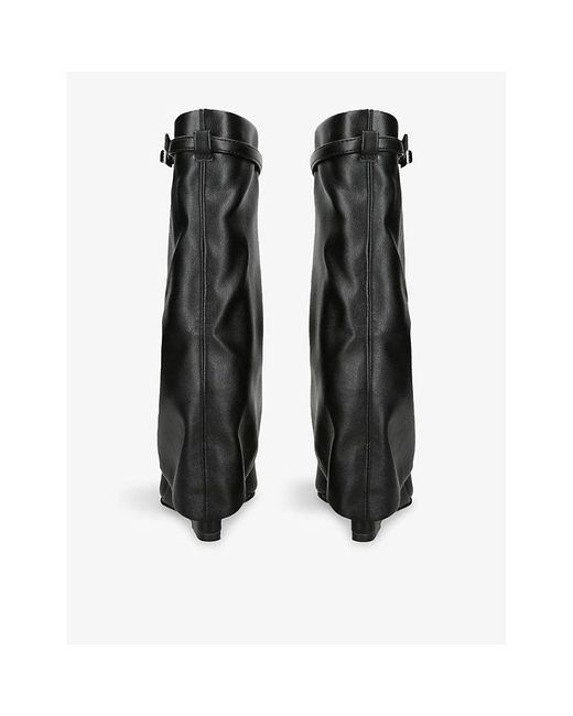 Steve Madden Shocker Faux-Leather High-Leg Boots in Black | Lyst