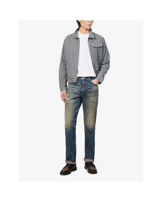 RRL Graham Striped Linen And Cotton-Blend Jacket in Gray for Men | Lyst