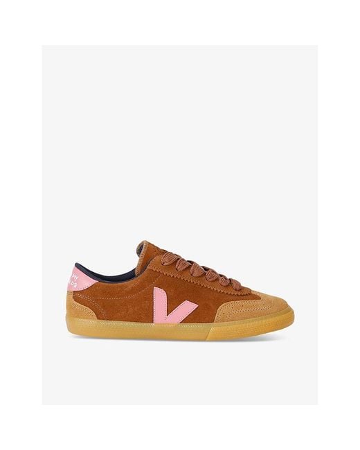 Veja Oth Volley Logo-Embellished Suede Low-Top Trainers in Brown | Lyst UK