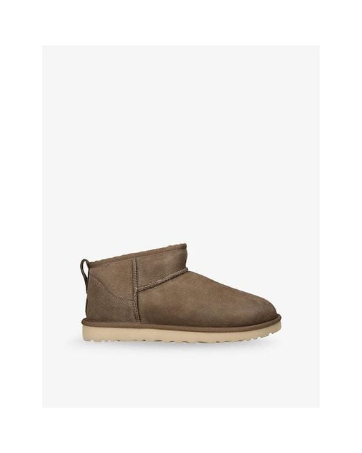 UGG Ultra Mini Logo-Patch Sheepskin Boots in Brown for Men | Lyst