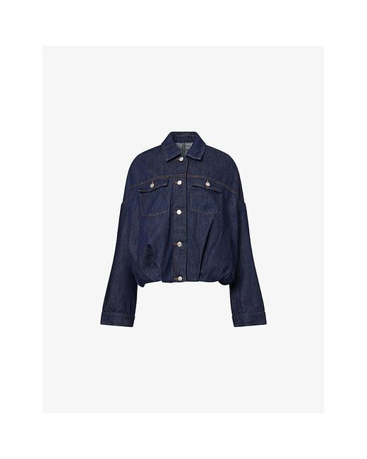 Dries Van Noten Vesto Gathered-Hem Denim Jacket in Blue | Lyst