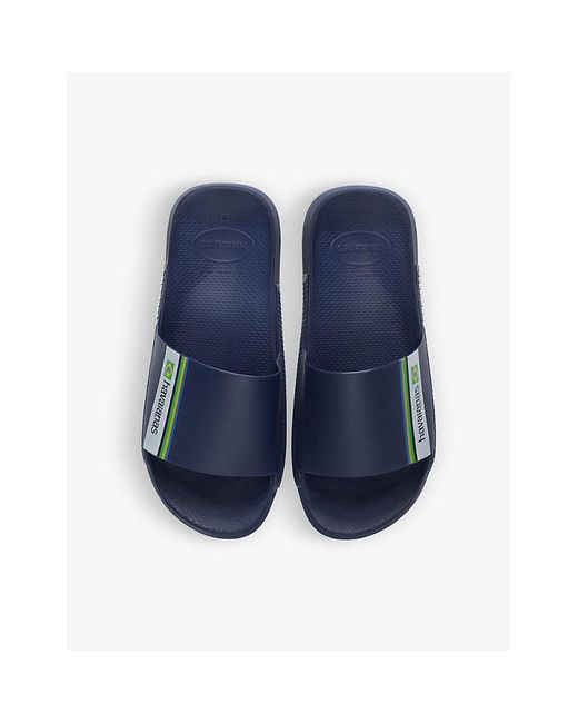Havaianas Basil Flag-Print Rubber Sliders in Blue | Lyst
