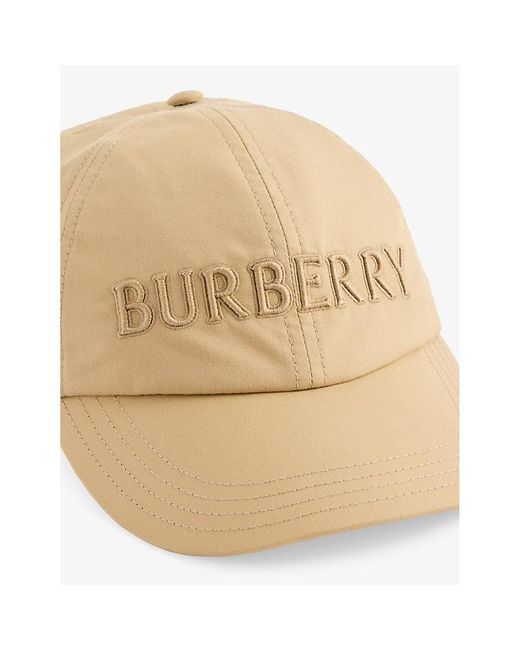 Burberry Logo-Embroidery Adjustable Cotton Cap in Natural | Lyst