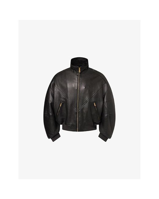Willy Chavarria Ruff Rider High-Neck Leather Jacket in Black for Men ...
