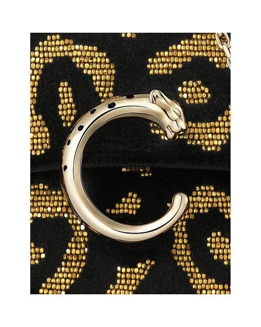 Cartier Panthère C De Mini Model Beaded Shoulder Bag in Black | Lyst UK