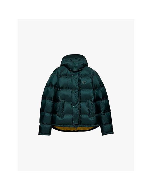 Prada Re-Nylon Triangle-Plaque Cropped Recycled-Nylon Shell-Down Jacket ...