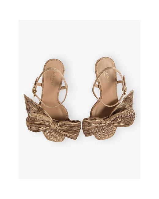 LK Bennett Roline Bow Heeled Woven Sandals in Metallic | Lyst UK