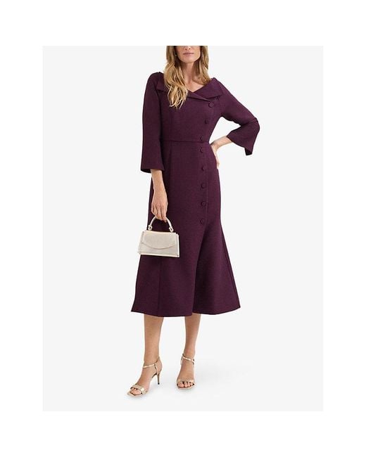Phase Eight Petite Sienna Tux Woven Midi Dress in Purple | Lyst UK