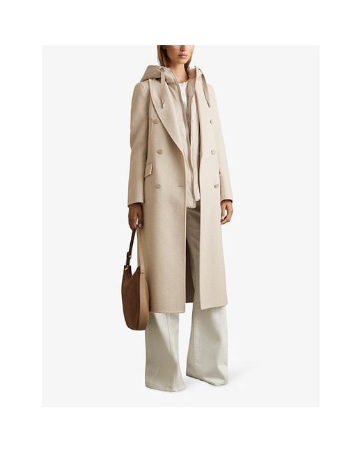 Reiss Maeve Double-Breasted Wool-Blend Coat in Natural | Lyst