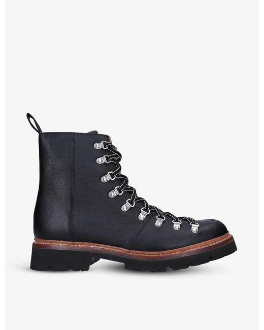 Grenson Brady Lace-up Leather Hiking Boots in Black for Men - Lyst
