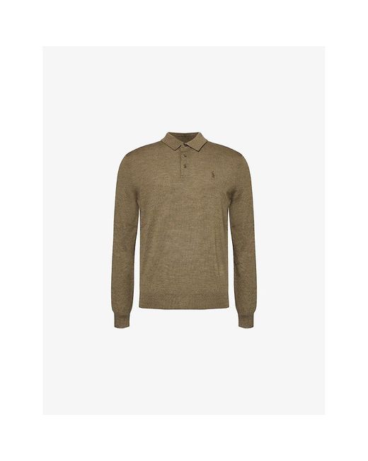 Polo Ralph Lauren Logo-Embroidery Wool Knitted Polo Shirt in Green for ...
