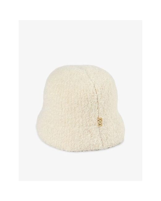 Sandro Logo Wool And Cashmere-Blend Bucket Hat in Natural | Lyst UK