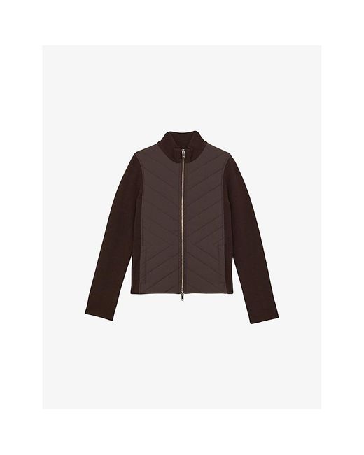 Reiss Hansel Hybrid Shell And Knitted Jacket in Brown | Lyst