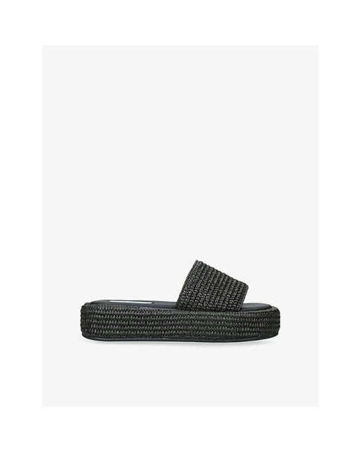 Steve Madden Beachy Raffia Platform Slides in Black | Lyst