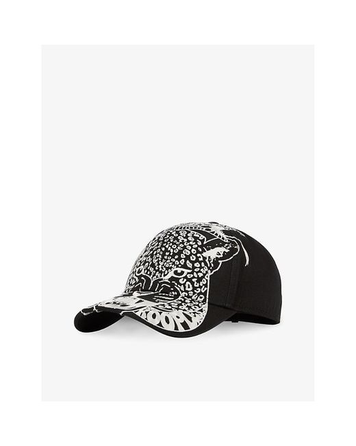 The Kooples Graphic-Embroidered Curved-Peak Cotton Cap in Black | Lyst