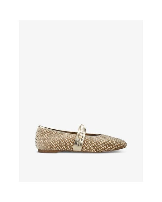 Steve Madden Rejoice-R Rhinestone-Embellished Mesh Flats in Natural | Lyst