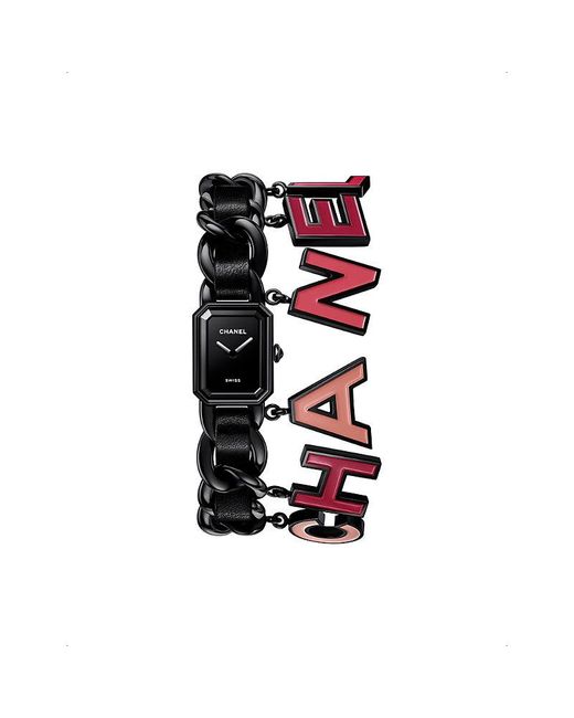 CHANEL Première Charms Blush Steel And Leather Watch in Red | Lyst UK