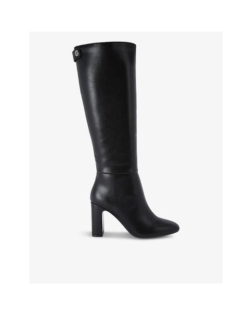 Carvela Kurt Geiger Jackpot Block-Heel Faux-Leather Knee-High Boots in ...