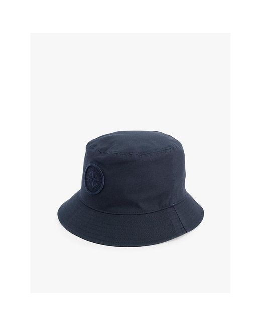 Stone Island Compass Embroidered Cotton Bucket Hat in Blue for Men | Lyst