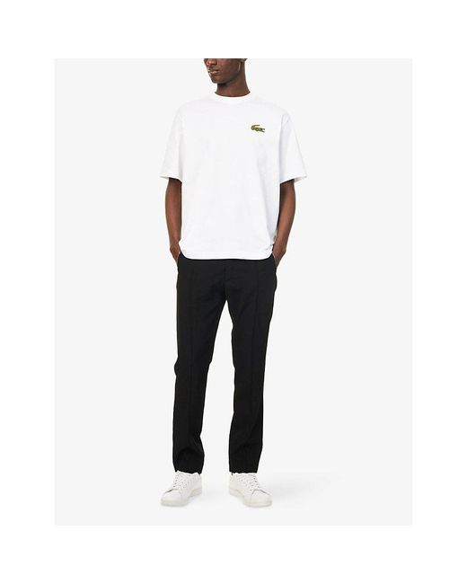 Lacoste Logo-Patch Relaxed-Fit Cotton T-Shirt in White for Men | Lyst