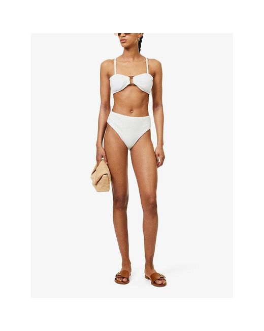 4th & Reckless Lulu Crinkle-Texture Bikini Bottoms in White | Lyst