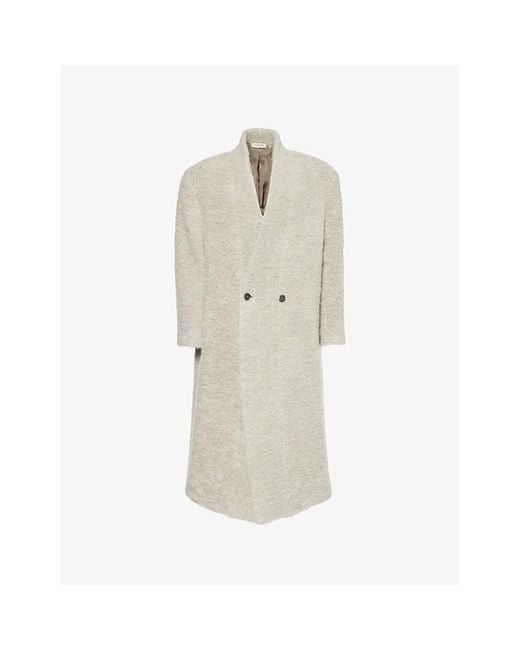 Fear Of God Lapel-Less Relaxed-Fit Brushed Wool-Blend Coat in Natural ...