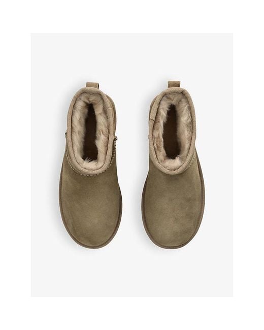 UGG Classic Mini Ii Logo-Patch Suede And Shearling Ankle Boots in ...