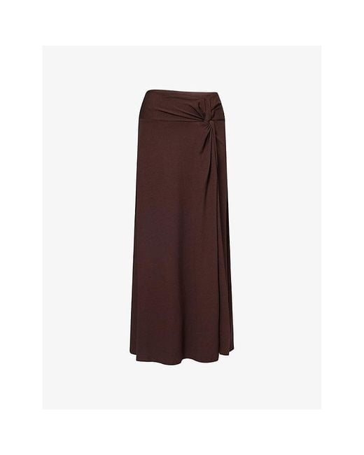 Dissh Hadley Twist Stretch-Woven Midi Skirt in Brown | Lyst