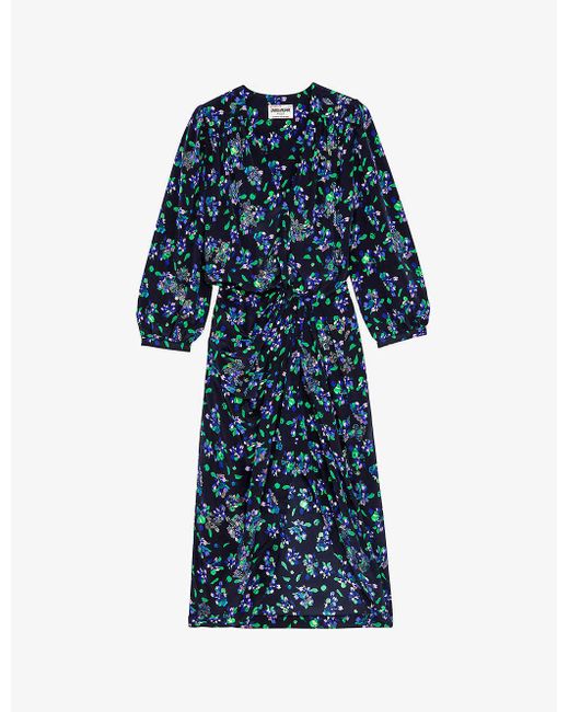 Zadig & Voltaire Floral-print Silk Midi Dress in Blue | Lyst Zadig & Voltaire Floral-print Silk Midi Dress in Blue | Lyst