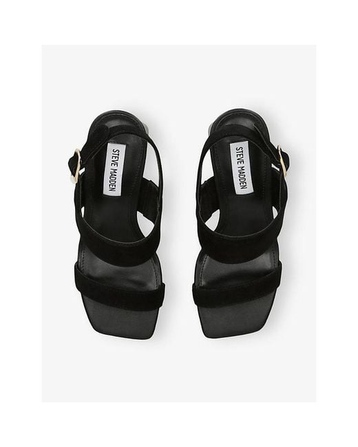Steve Madden Wendie 015 Suede Heeled Sandals in Black | Lyst