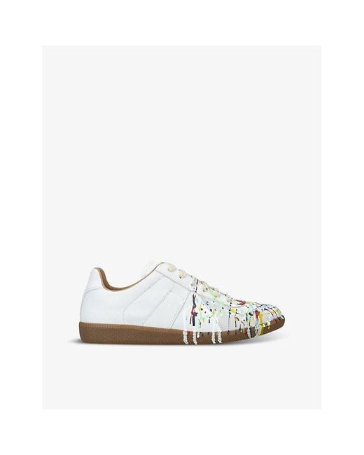 Maison Margiela Oth Replica Painter Leather Low-Top Trainers in White ...