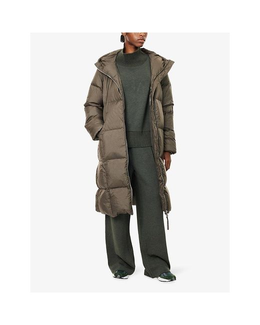 Varley Katya Long Down Puffer Jacket in Brown | Lyst UK
