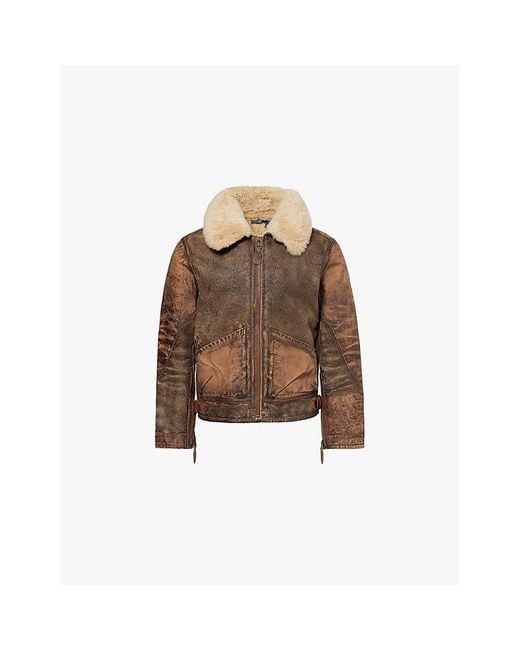 Polo Ralph Lauren Annual Shearling Regular-Fit Leather Jacket in Brown for Men | Lyst