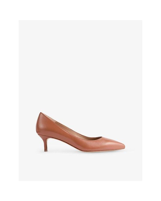 LK Bennett Audrey Kitten-Heel Leather Courts in Pink | Lyst
