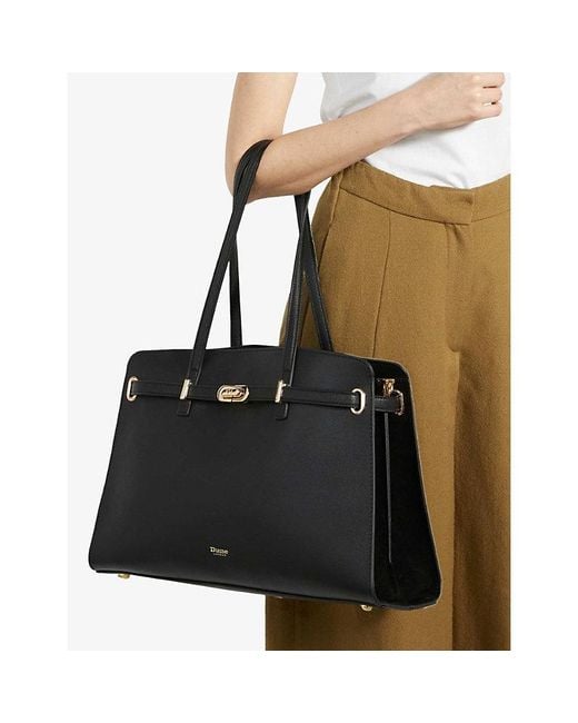 Dune Define Large Leather Tote Bag in Black | Lyst