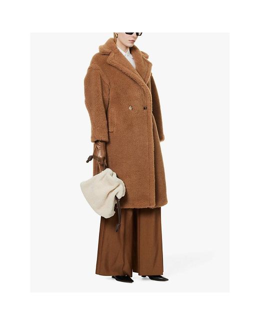 Max Mara Teddy Alpaca Wool-Blend Coat in Brown | Lyst UK