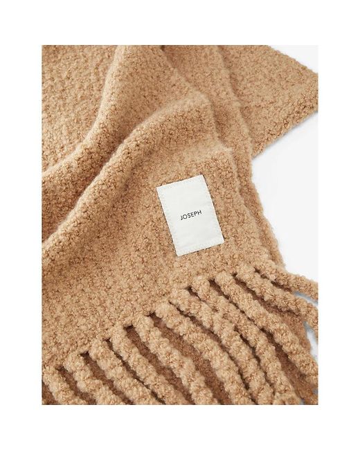 JOSEPH Bouclé Heavyweight Wool-Blend Knitted Scarf in Natural | Lyst UK