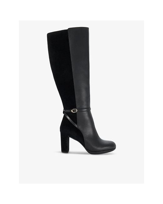 Dune Leather Mix Tariah Knee-High Block-Heel Leather Boots in Black | Lyst Dune Leather Mix Tariah Knee-High Block-Heel Leather Boots in Black | Lyst