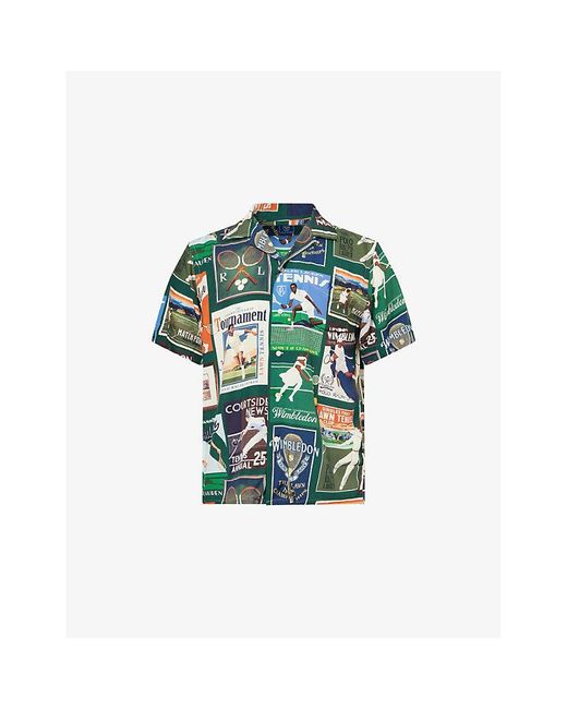 Polo Ralph Lauren X Wimbledon Graphic-Print Camp-Collar Woven Shirt in Green for Men | Lyst
