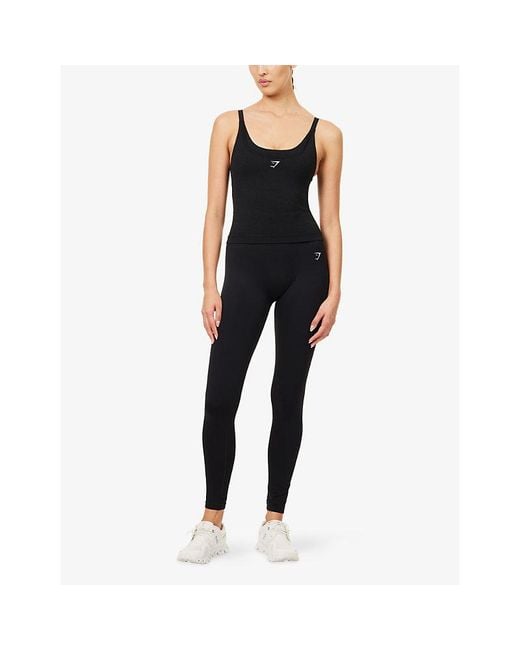 GYMSHARK Interval Seamless Midi Jersey Tank Top in Black | Lyst