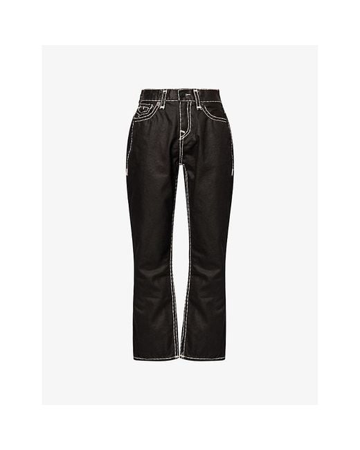 TRUE RELIGION Bobby Super T Straight-Leg Coated-Denim Jeans in Black ...