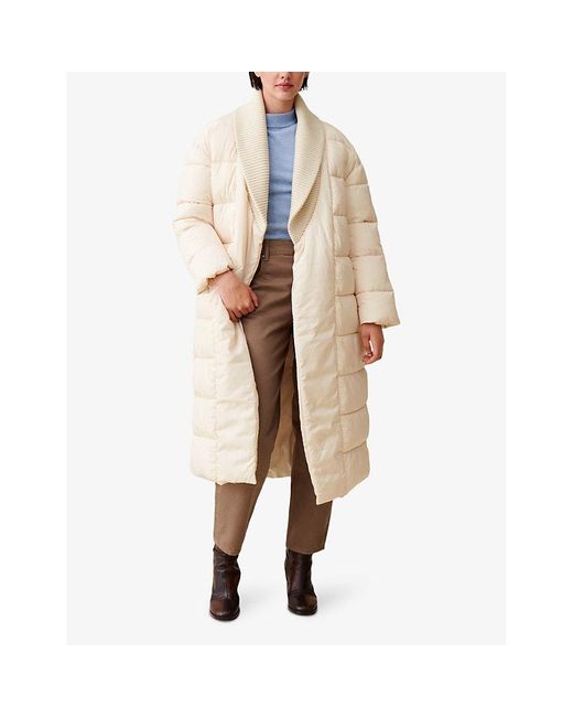 Claudie Pierlot Shawl-Lapel Quilted Shell Puffer Jacket in Natural | Lyst