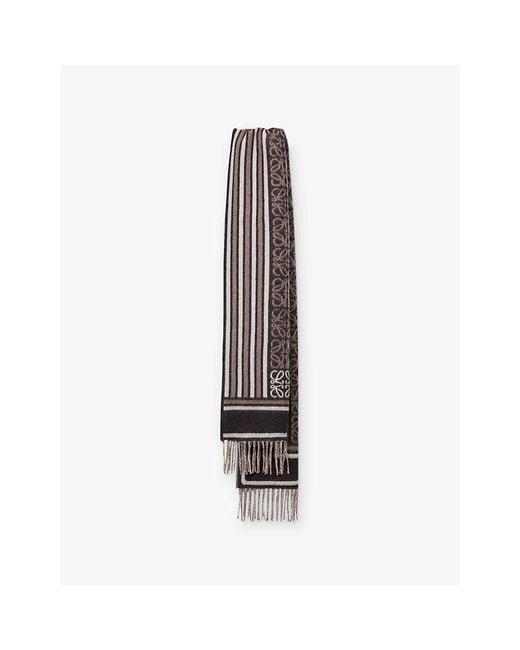 Loewe Branded Wool And Cashmere Scarf in White | Lyst UK