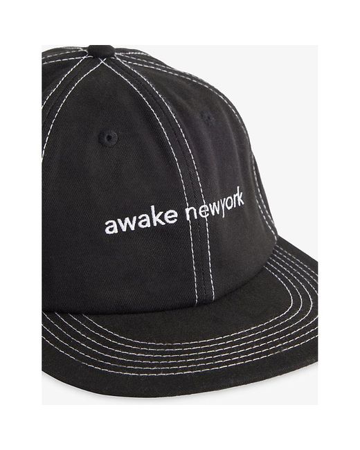 AWAKE NY Logo-Embroidered Contrast-Stitch Cotton-Canvas Baseball Cap in ...