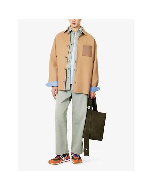 Loewe Logo-Patch Boxy-Fit Wool-Cashmere Blend Overshirt in Natural for ...