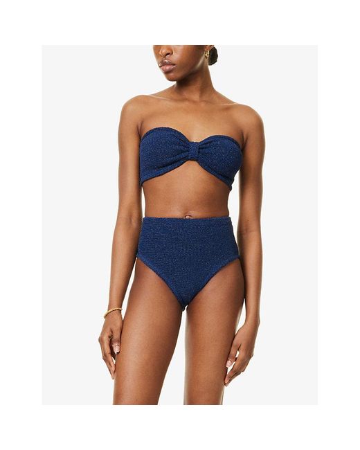 Hunza G Ruby Bandeau Crinkle Bikini Set in Blue | Lyst